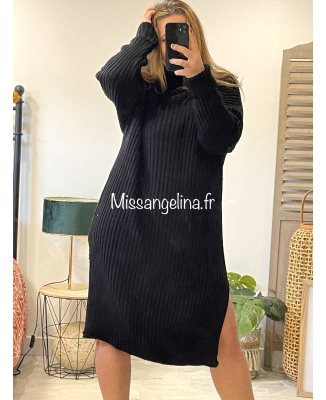 ROBE PULL LONGUE NOIRE COL ROULE - ENVOIS RAPIDE