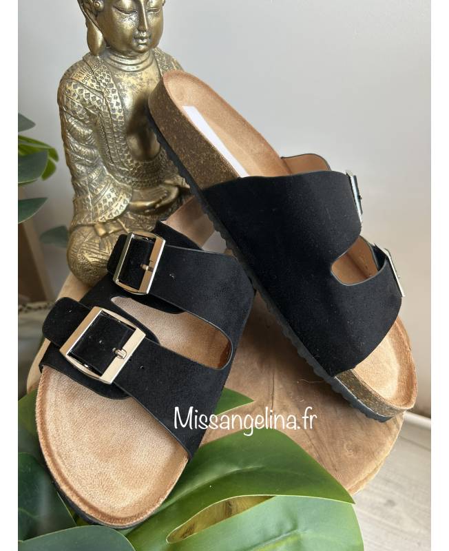 MULE EN SUEDINE NOIRE - ENVOIE RAPIDE