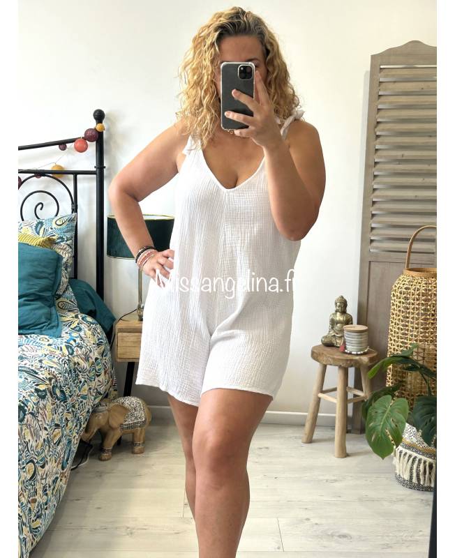 COMBISHORT EN GAZE DE COTON BLANC - ENVOIS RAPIDE