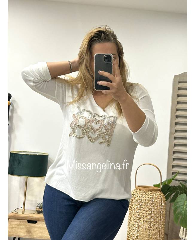 PULL ROCK ROCK ROCK BLANC. ENVOI RAPIDE.