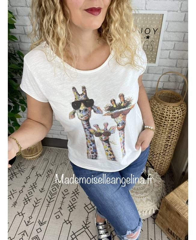 TEE-SHIRT GIRAFE RIGOLO. EXPEDITION EN 48H.